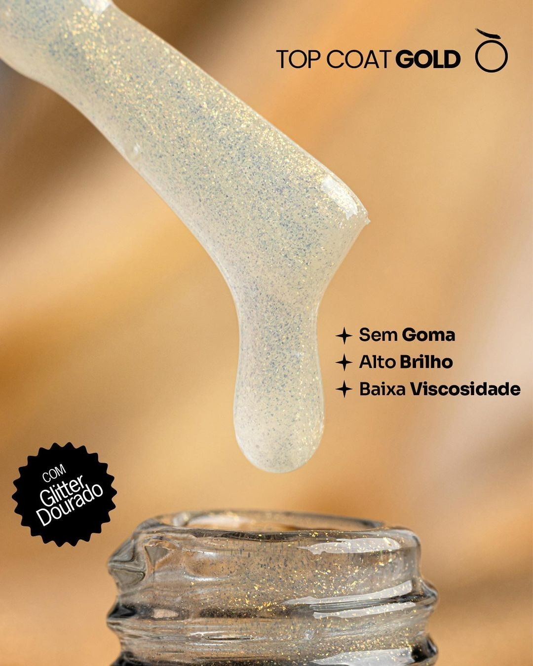 Top Coat Glitter Silver ou Gold 9g - Volia - Atacado Meu Mundo Unhas