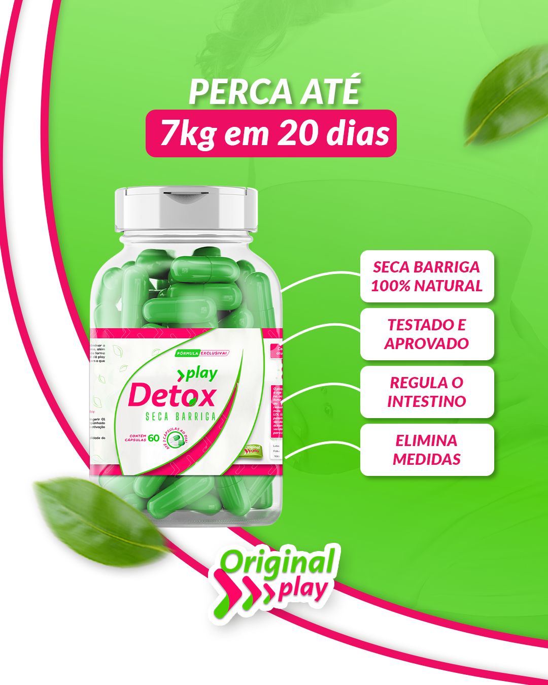 PLAY DETOX (SECA BARRIGA) 60 CÁPSULAS - Play na Magreza