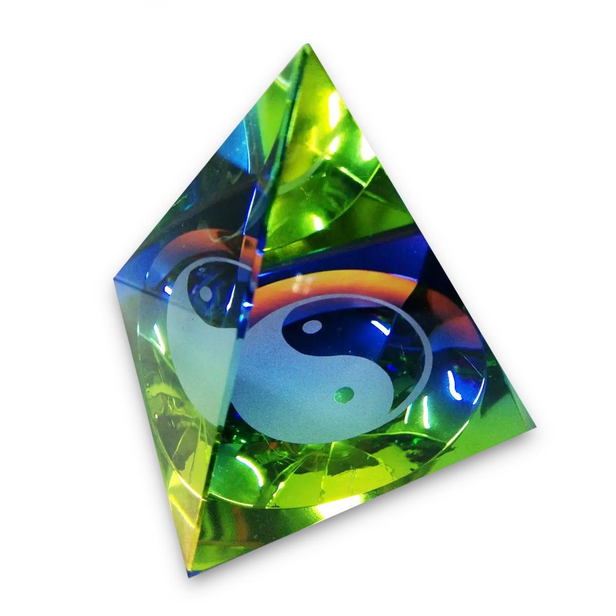 Pirâmide de vidro Yin Yang Equilíbrio emocional 6 cm - Flash Mystic