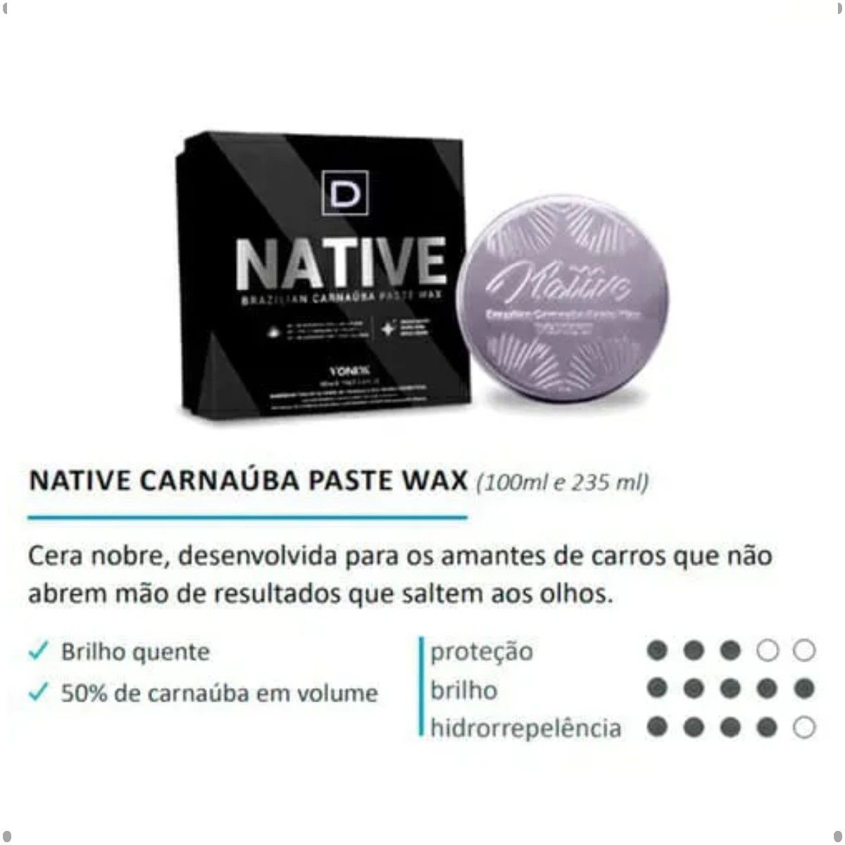 Cera Nobre Native Carnaúba Paste Wax Vonixx (100ML) - Auto Peças Pingo ...