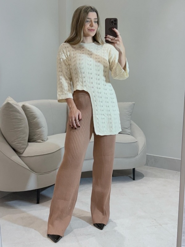 CALÇA CANELADA EDNA - Thaís Reis Tricot