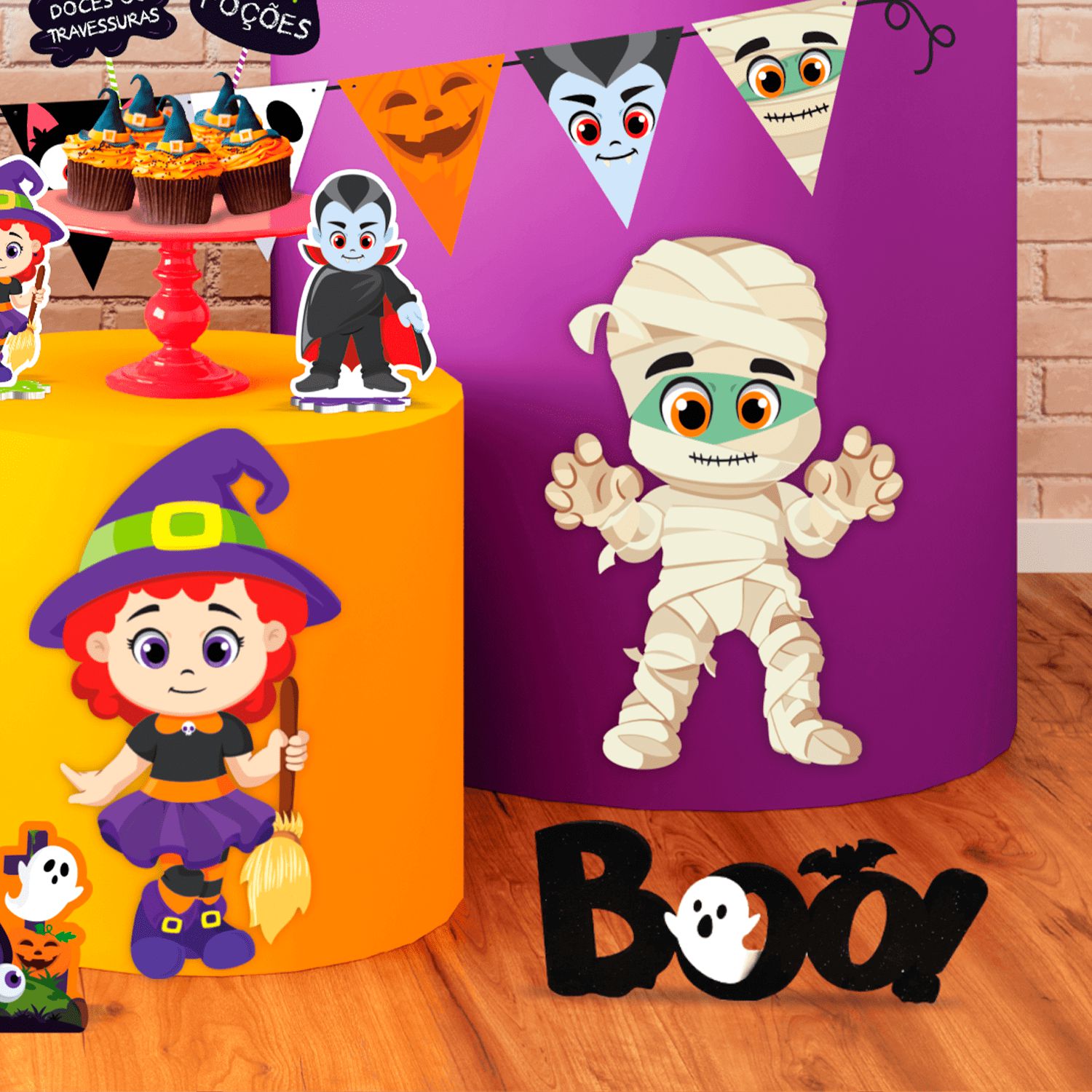 DECORAÇÃO DE MESA FESTA INFANTIL HALLOWEEN BOO - 1 UNIDADE - PIFFER ...