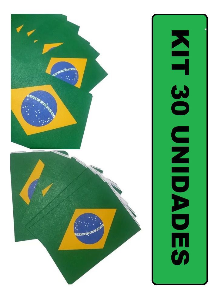30 BANDEIRA BRASIL PAPEL COPA MUNDO FUTEBOL ELEIÇÃO 14X21CM - Loja do ...