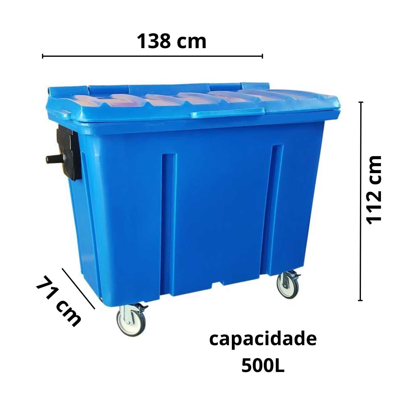 Contentor de 500 Litros - Azul Lar Plásticos - unidade - Zilar Home