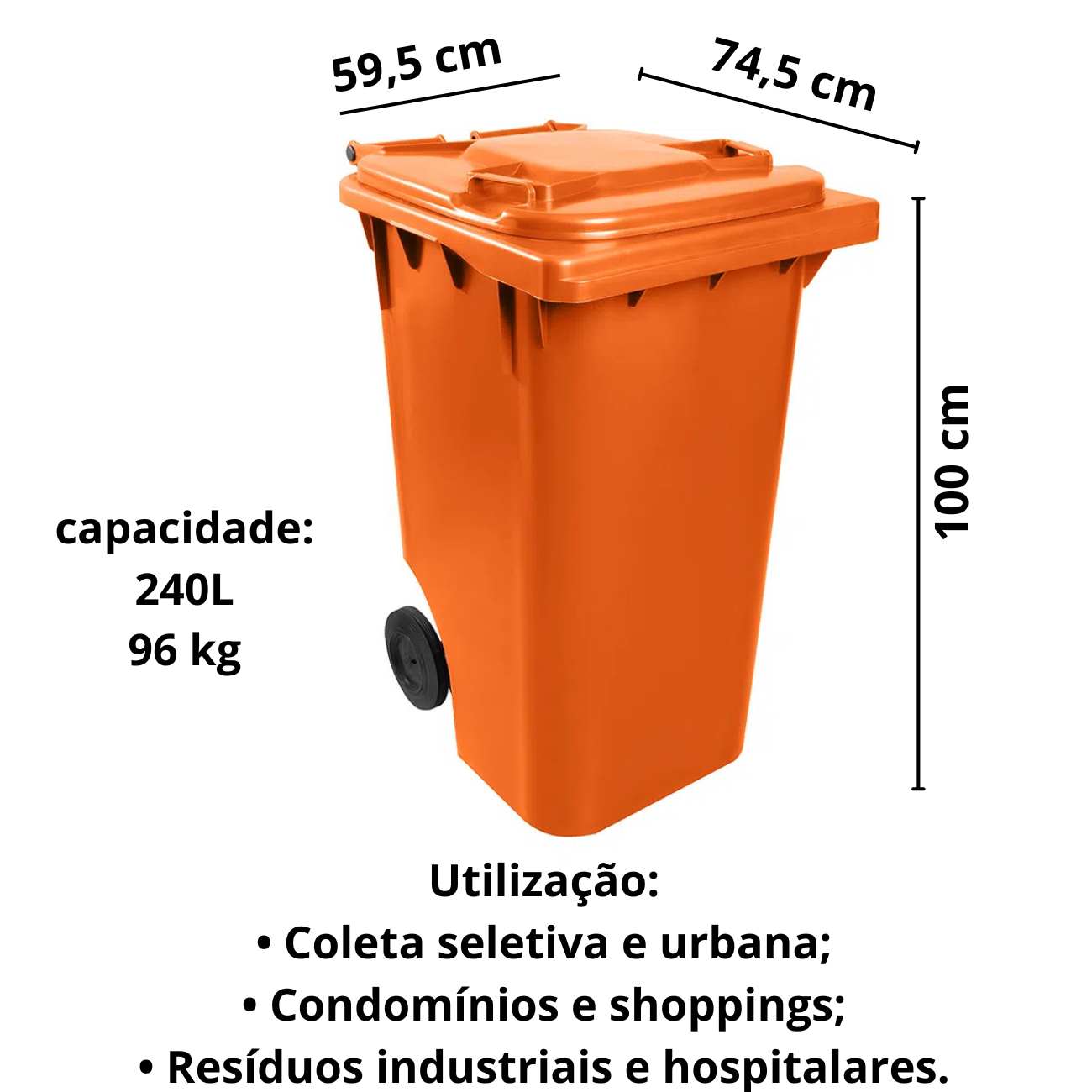 Contentor para lixo 240L Lar Plásticos - Zilar Home