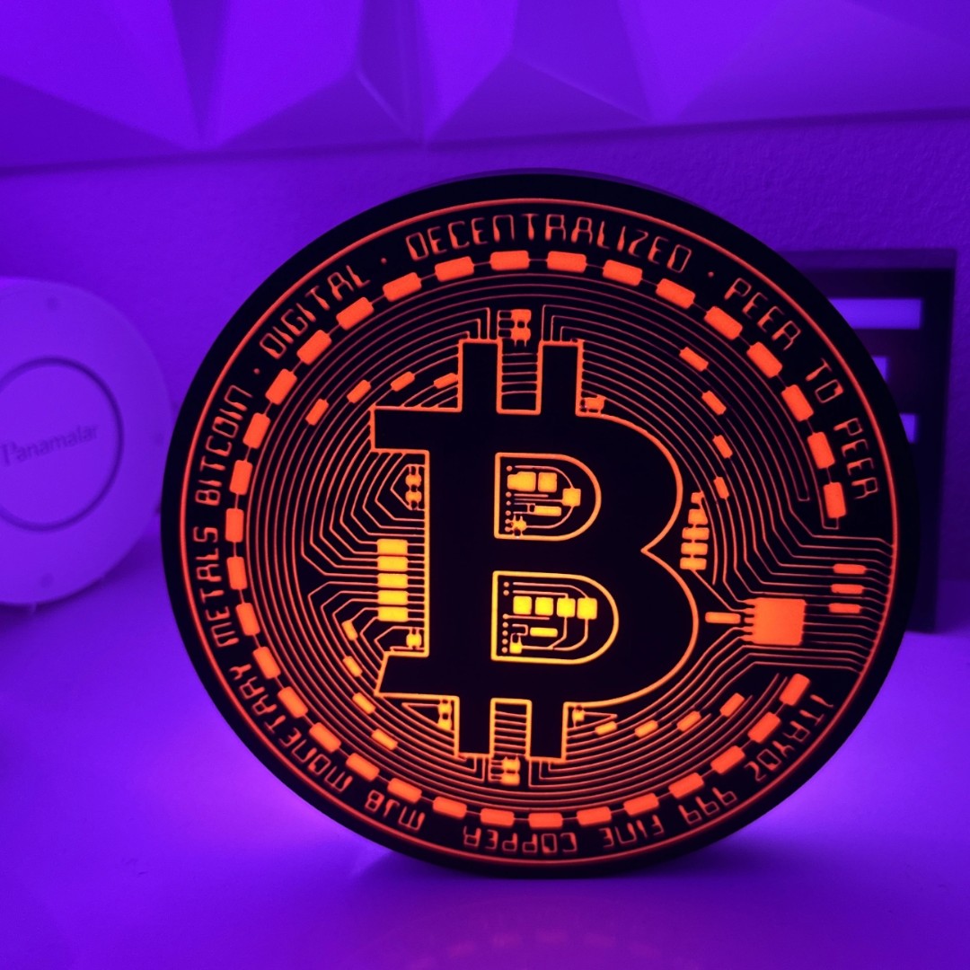Luminária LED Bitcoin BTC LED - MetArt Studio - Decoração Geek e ...