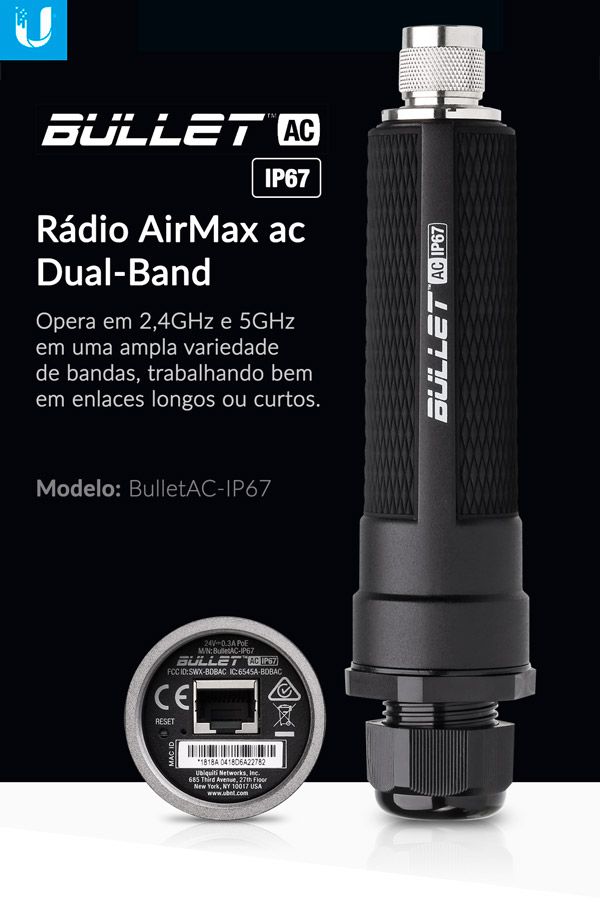 Radio Ubiquiti airMAX Bullet AC-IP67 Dual-Band IP67 - MyGigaTech