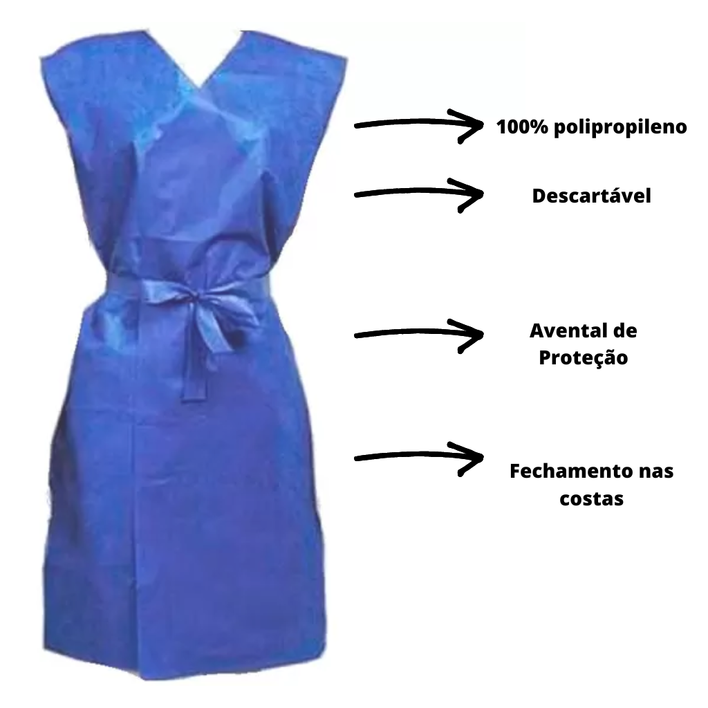 Avental Descartável S/ Manga Azul 30g kit 100 unidades - Cirúrgica Polo