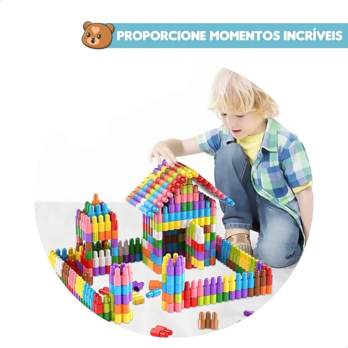 Mesa Infantil Educativa Com Blocos De Montar Coloridos 140 peças - Babyland Mesa Infantil Educativa Com Blocos De Montar Coloridos 140 peças - Babyland