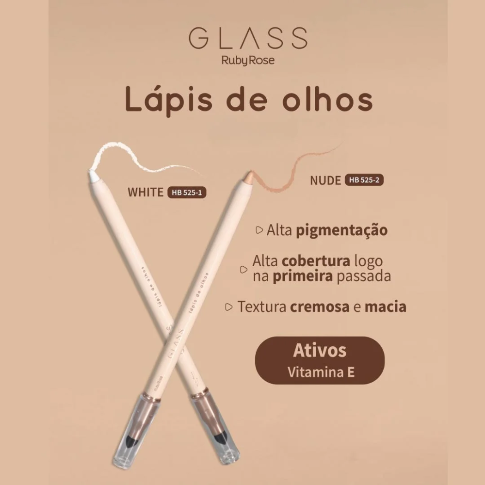 Lápis de Olhos Glass White - Ruby Rose - Seraphina Make