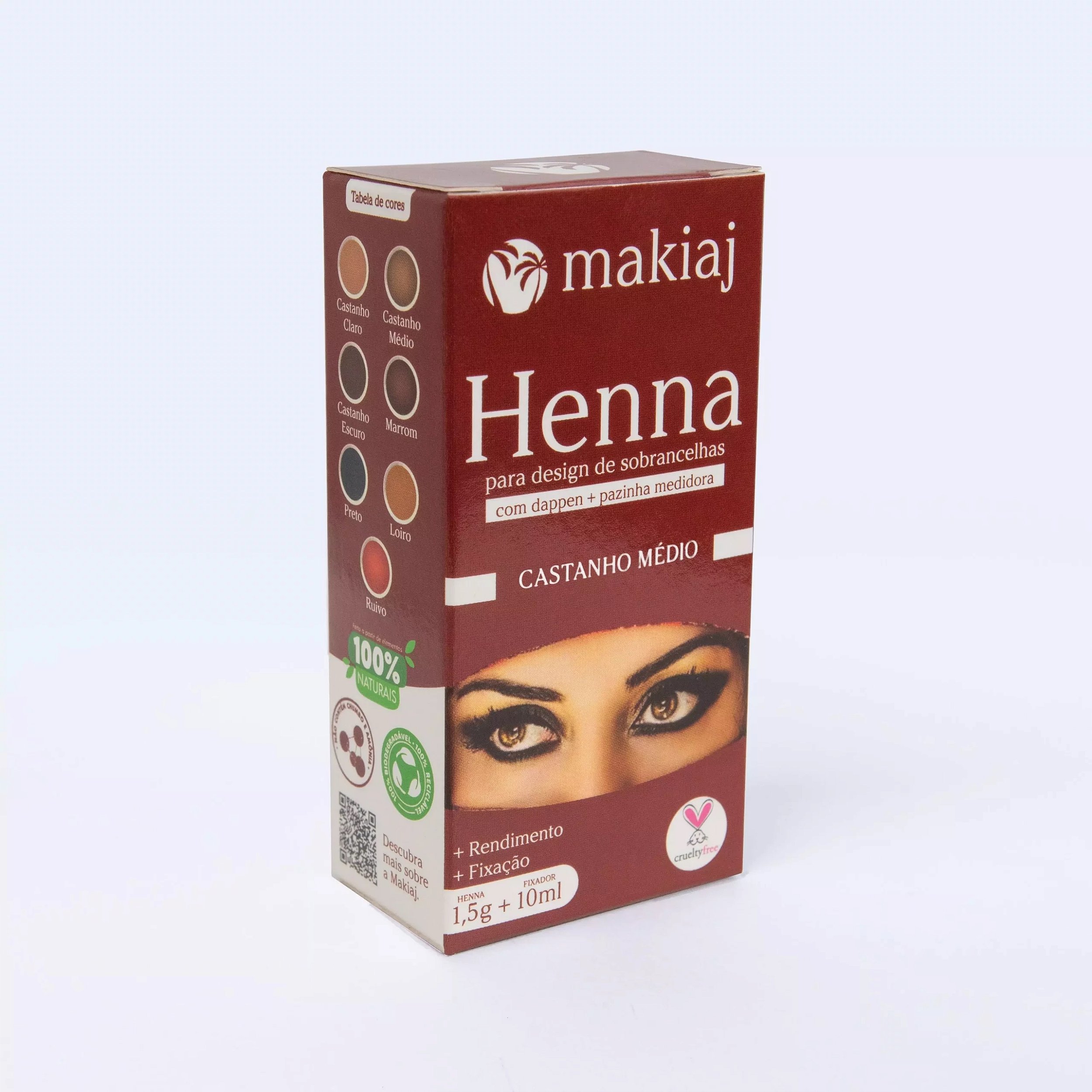 Kit Henna Sobrancelha Castanho Médio Makiaj - Preenchidas - Naturais ...