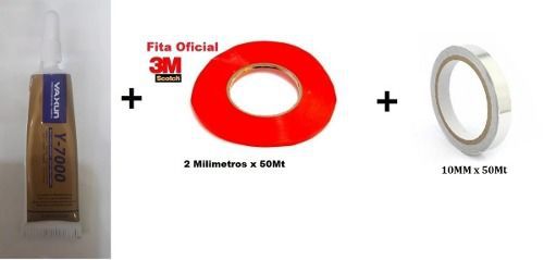 Kit Cola Celular Y7000 15ml + Rolo Fita Dupla Face 3m + Fita Térmica 50m Rolo - Brascell