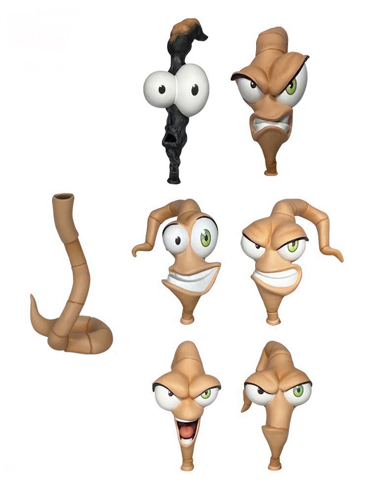 Action Figure Worm Body And Heads Pack Earthworm Jim - Original PDNA T ...