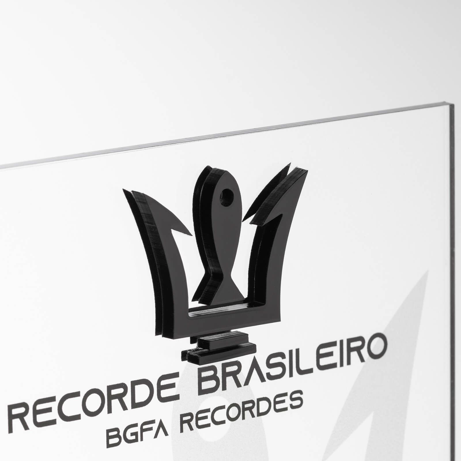 Certificado em forma de Troféu em acrílico - BGFA Recordes