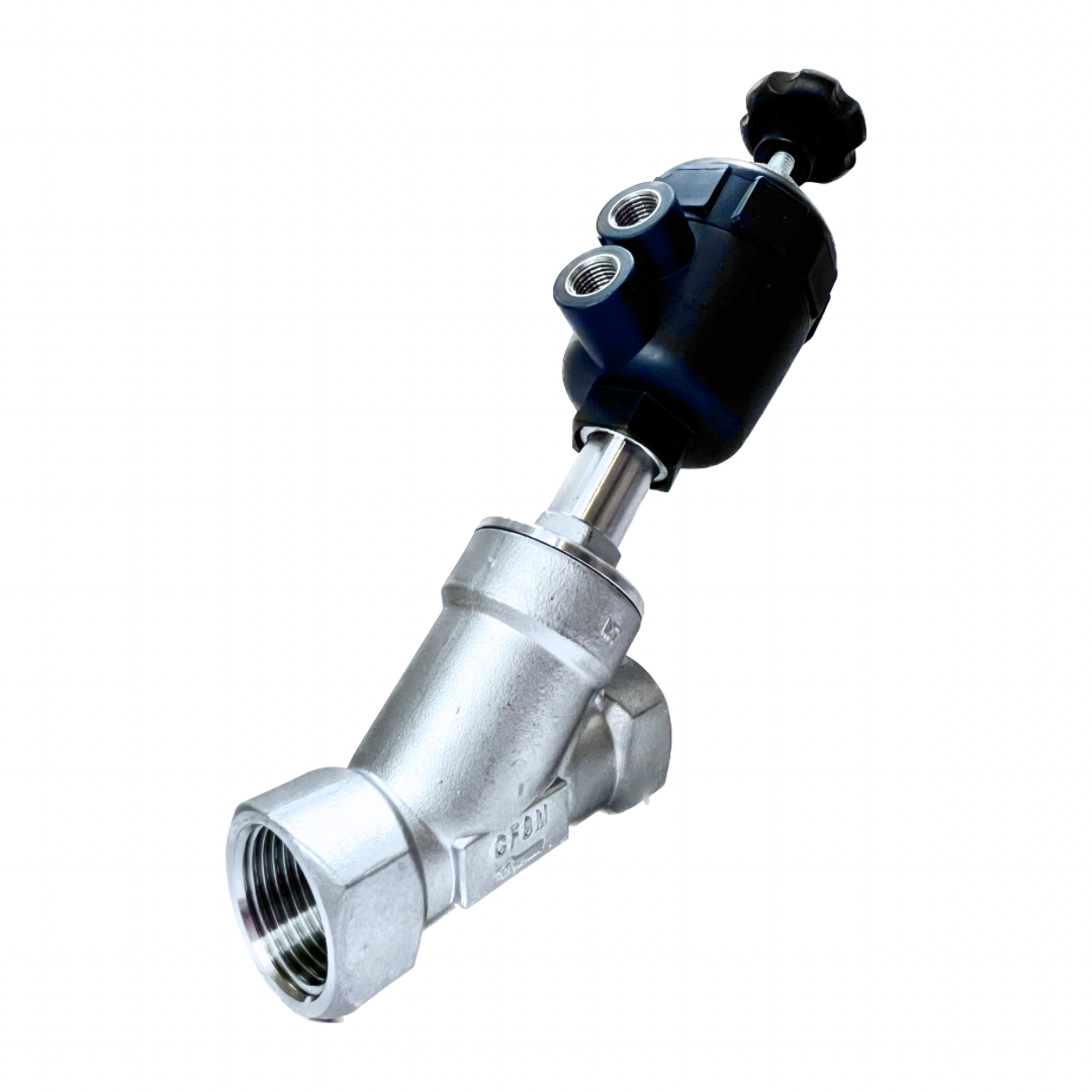 Válvula Pneumática Angular 1" NF Aço Inox 304 com Regulagem - Hambor ...