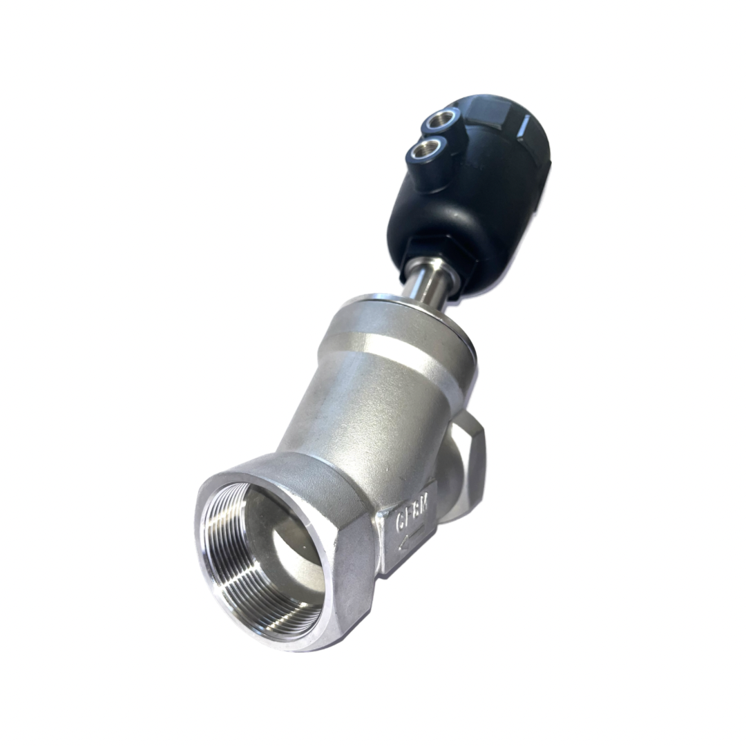 Válvula Pneumática Angular 2" NF Aço Inox 316 - Hambor Válvulas e Conexões