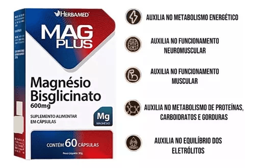 Mag Plus Magnésio Bisglicinato - 60 cápsulas - Empório Natural Mix