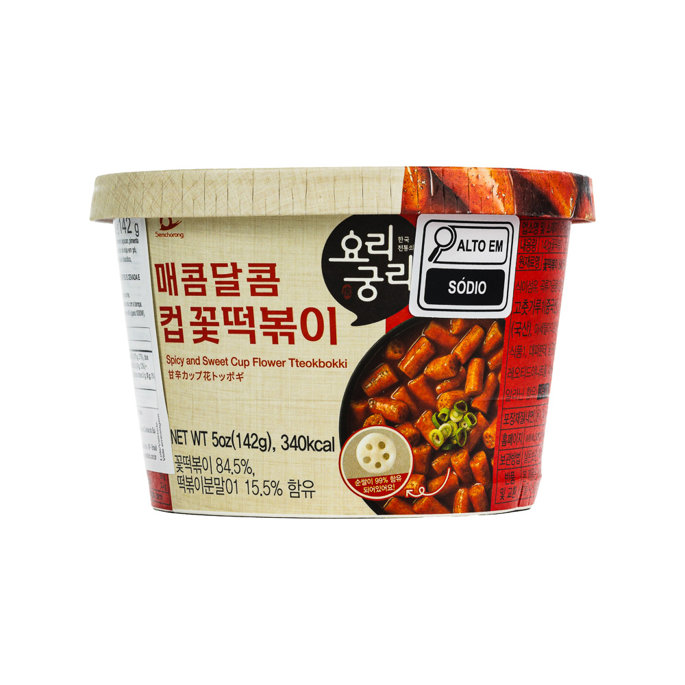 Massa seca de arroz Spicy & Sweet Cup Flower Teeokbokki (molho picante e adocicado) - 142g ...