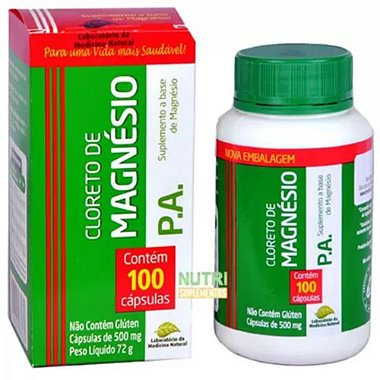 Cloreto de Magnésio PA 500mg - 100 cápsulas - Medinal - Mille Grani ...