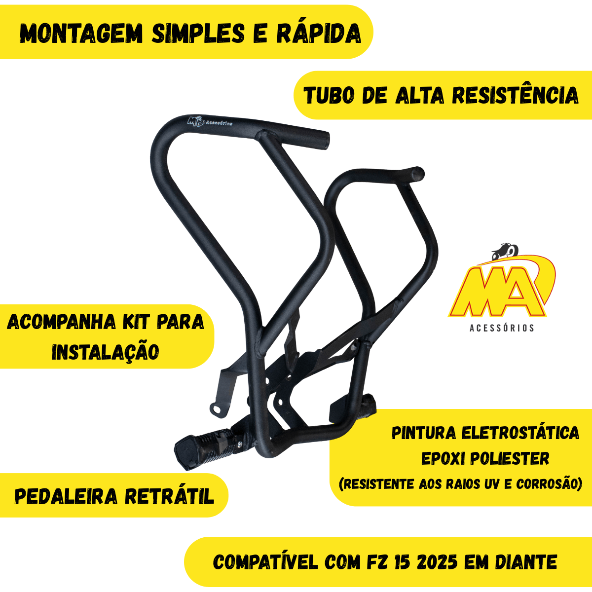 PROTETOR DE CARENAGEM YAMAHA FZ15 2025 2026 PRETO REFORÇADO - Shark ...