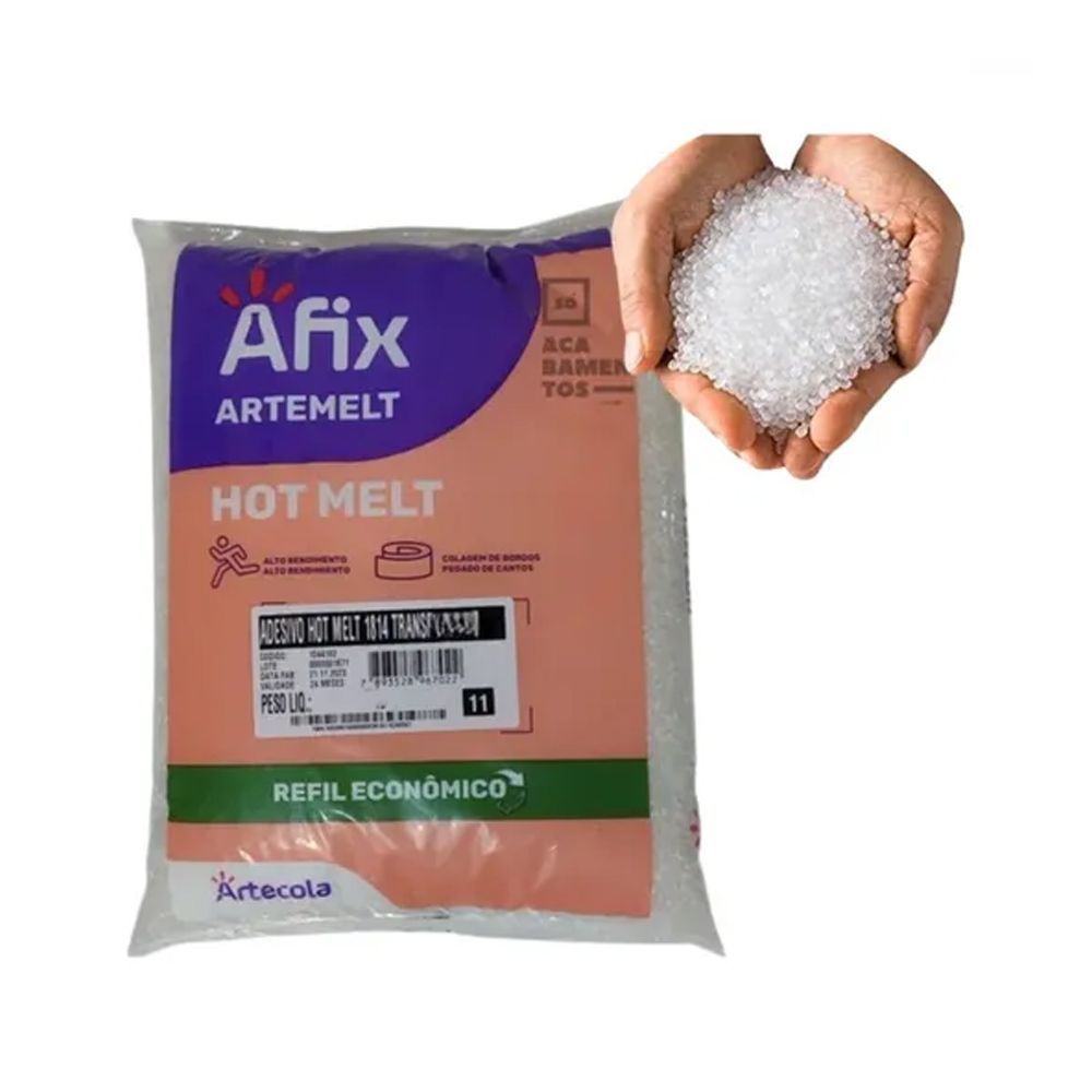 Cola Granulada 2Kg Hot Melt transparente 1814 Refil Econômico Afix ...