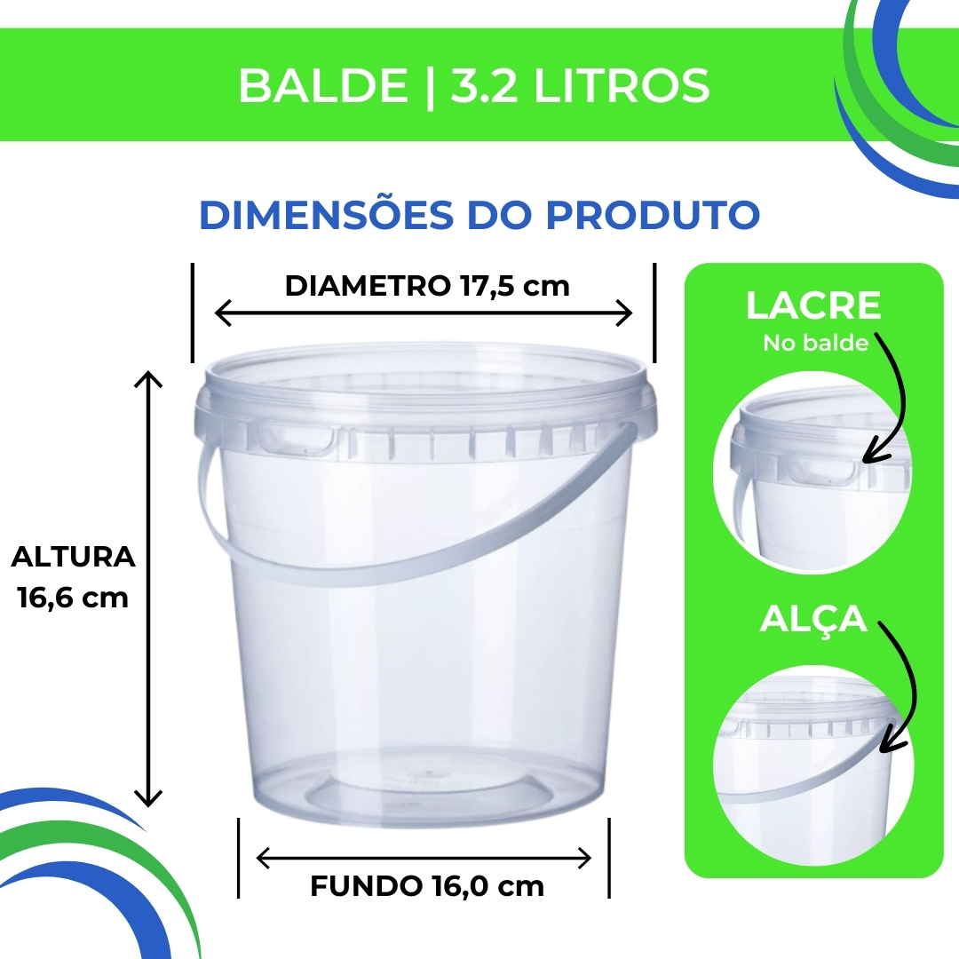 Balde Plástico 3 Litros: Tampa, Alça, Lacre e Mais - Oferta ...
