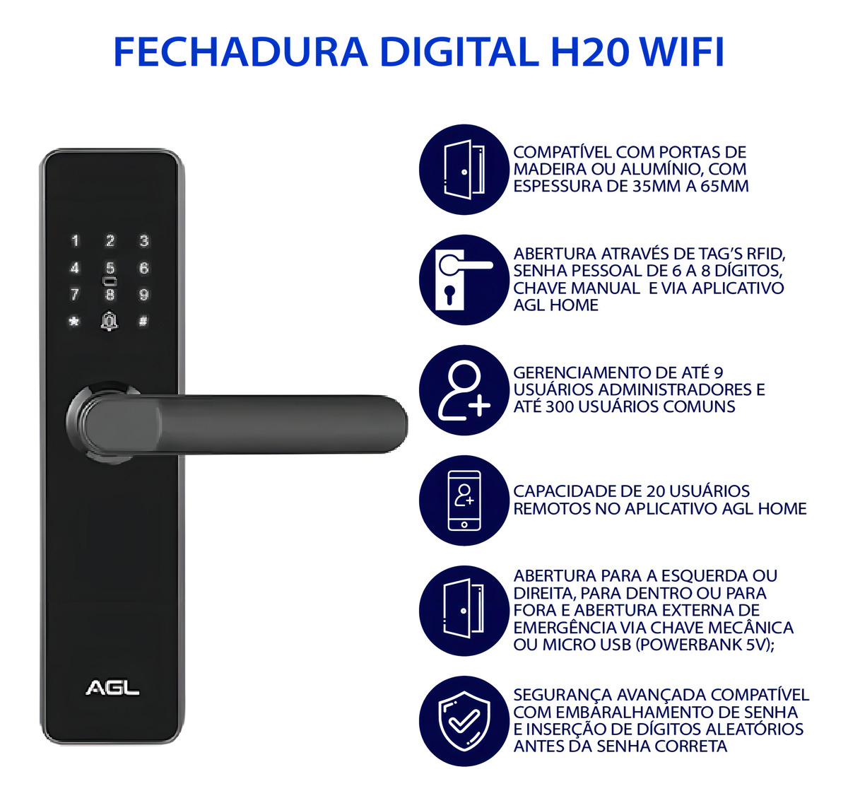 Fechadura Digital Eletronica Agl H20 Wifi App Senha Tag - Top Fechadura ...