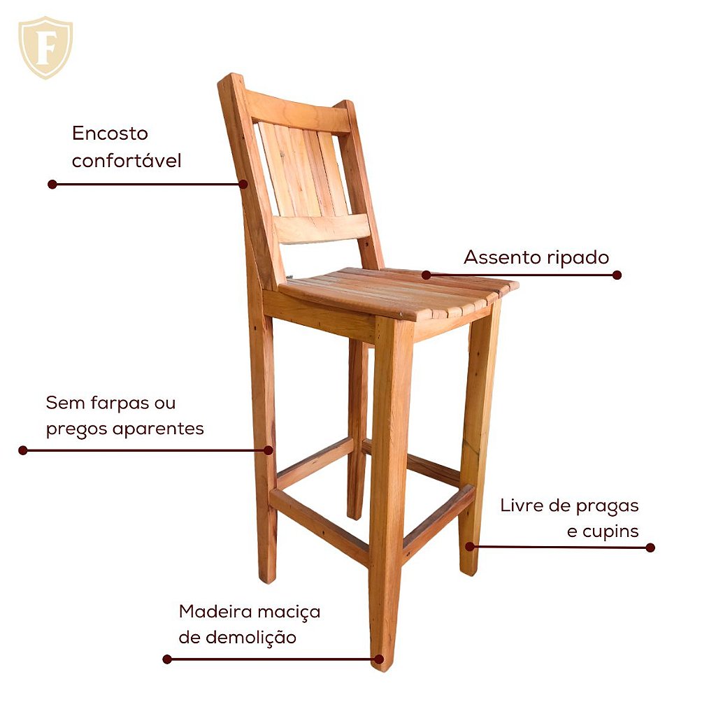 Kit com 6 Banquetas Rústicas Canastra em Madeira Maciça de Demolição ...