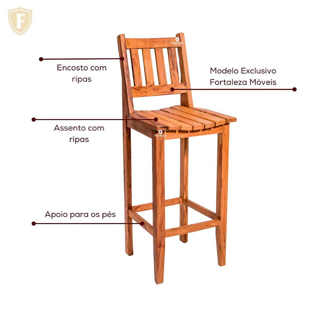 Kit com 6 Banquetas Rústicas Fortaleza em Madeira de Demolição ...