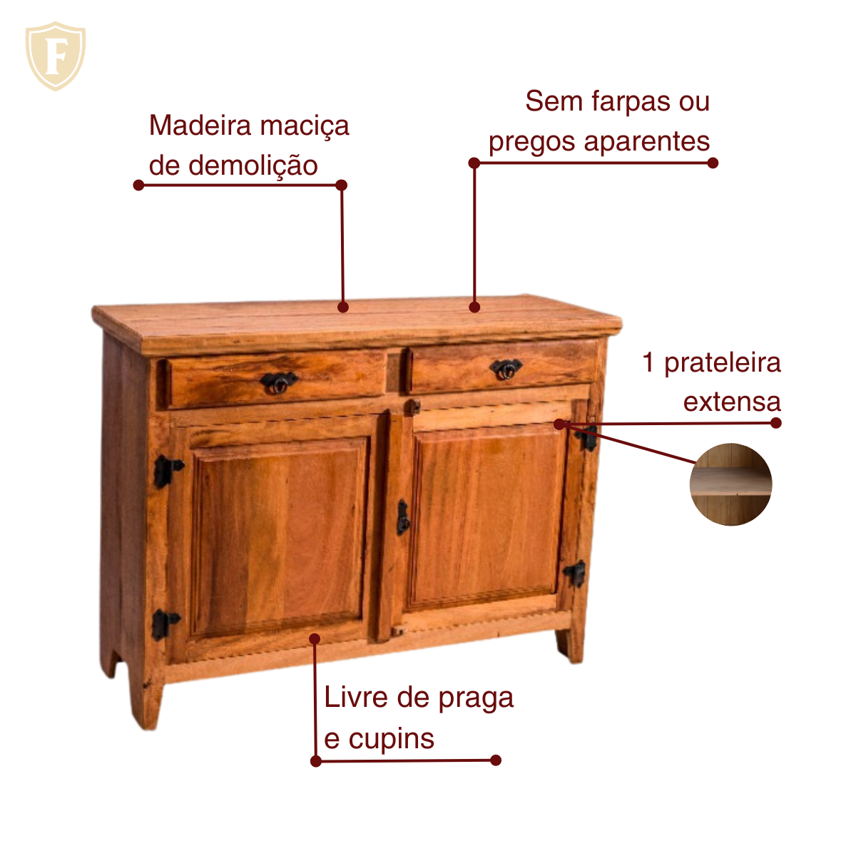 Arcaz Rústico Mineiro 2 portas em Madeira de Demolição - Fortaleza ...