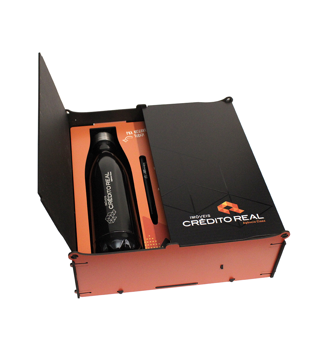 Kit Garrafa Inox com Bloco e Caneta | Brinde Corporativo - Fagulha Brindes