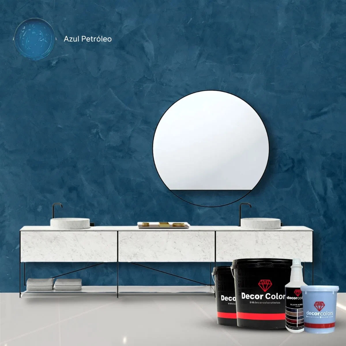 Kit Cimento Queimado Azulejo Azul Petróleo Decor Colors - Decor Colors ...