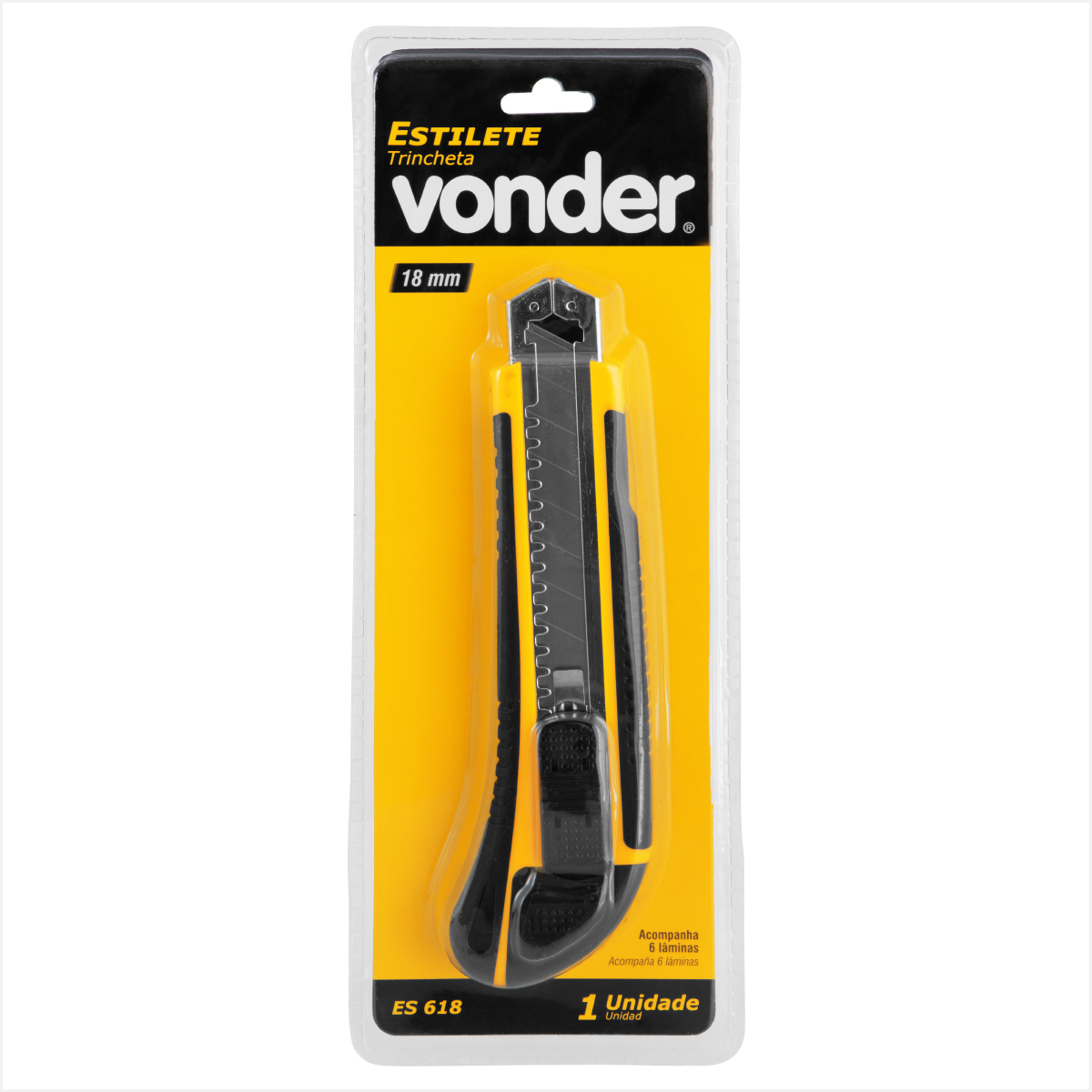 Estilete largo lâmina de 18 mm ES 618 - Vonder - Fercosa ferramentas