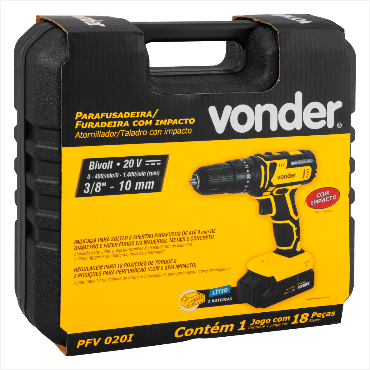 Parafusadeira/furadeira de impacto a bateria 20 V fonte bivolt ...