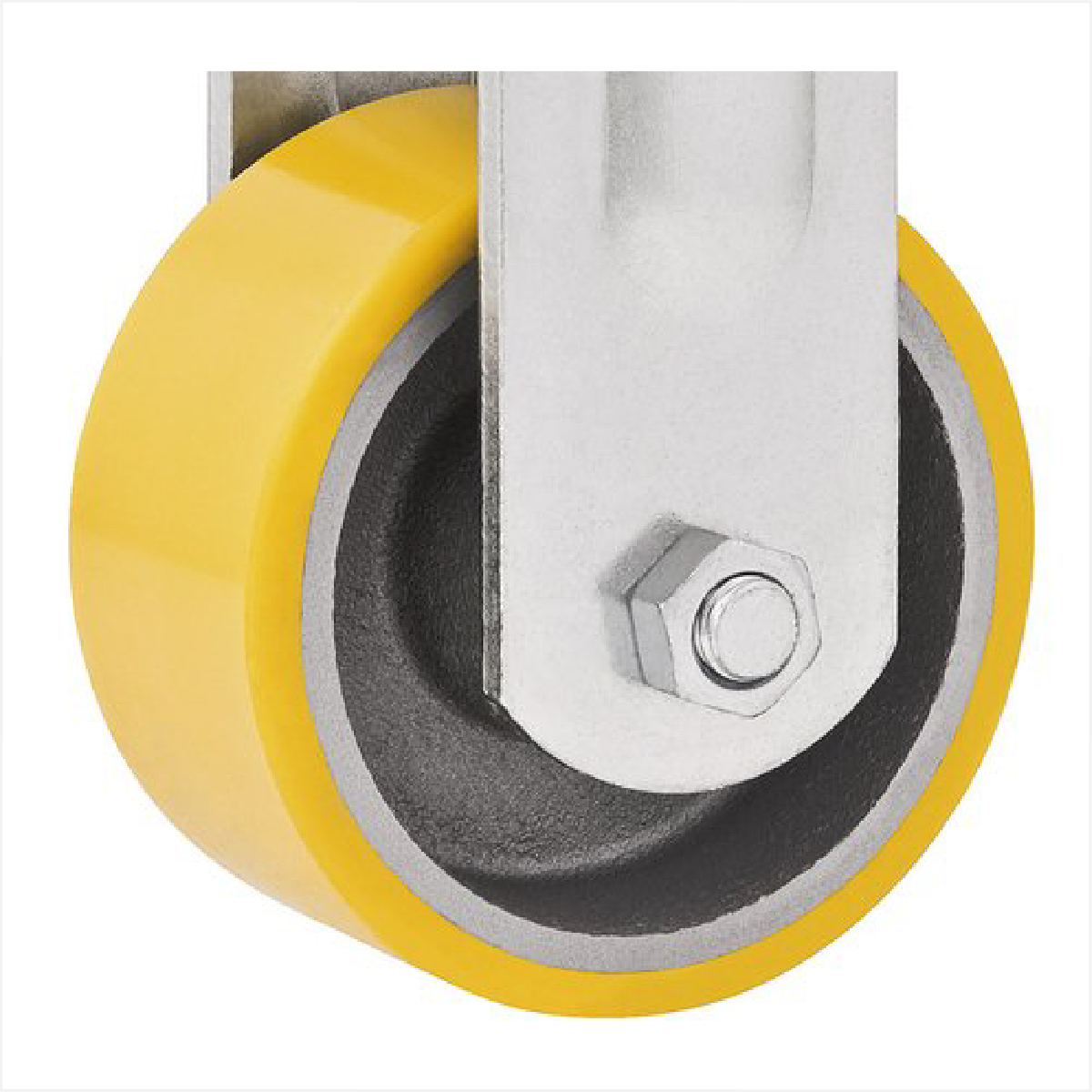 Rodízio fixo industrial leve 8" de poliuretano e ferro fundido amarelo - Vonder - Fercosa ...