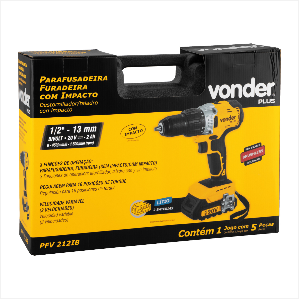 Parafusadeira/furadeira impacto a bateria 20V bivolt automática PFV ...