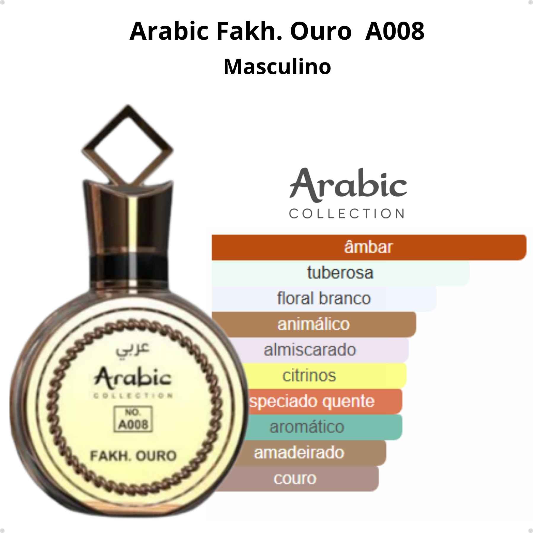 Perfume Arabic Fakh. Ouro A008 - Masculino 25ml - Brand Collection