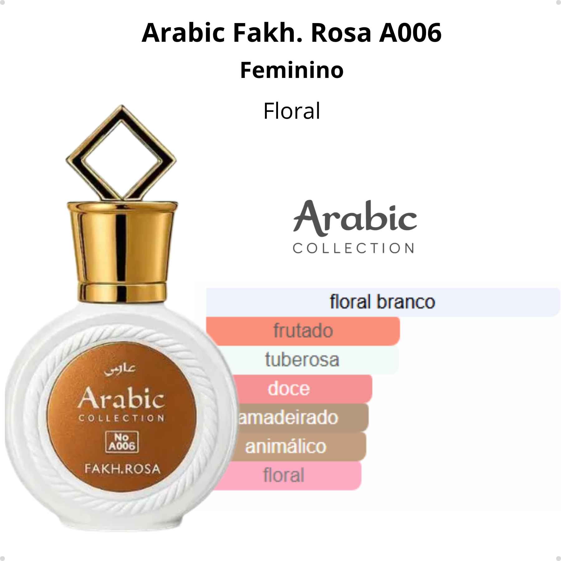 Perfume Arabic Fakh. Rosa A006 - Feminino 25ml - Brand Collection