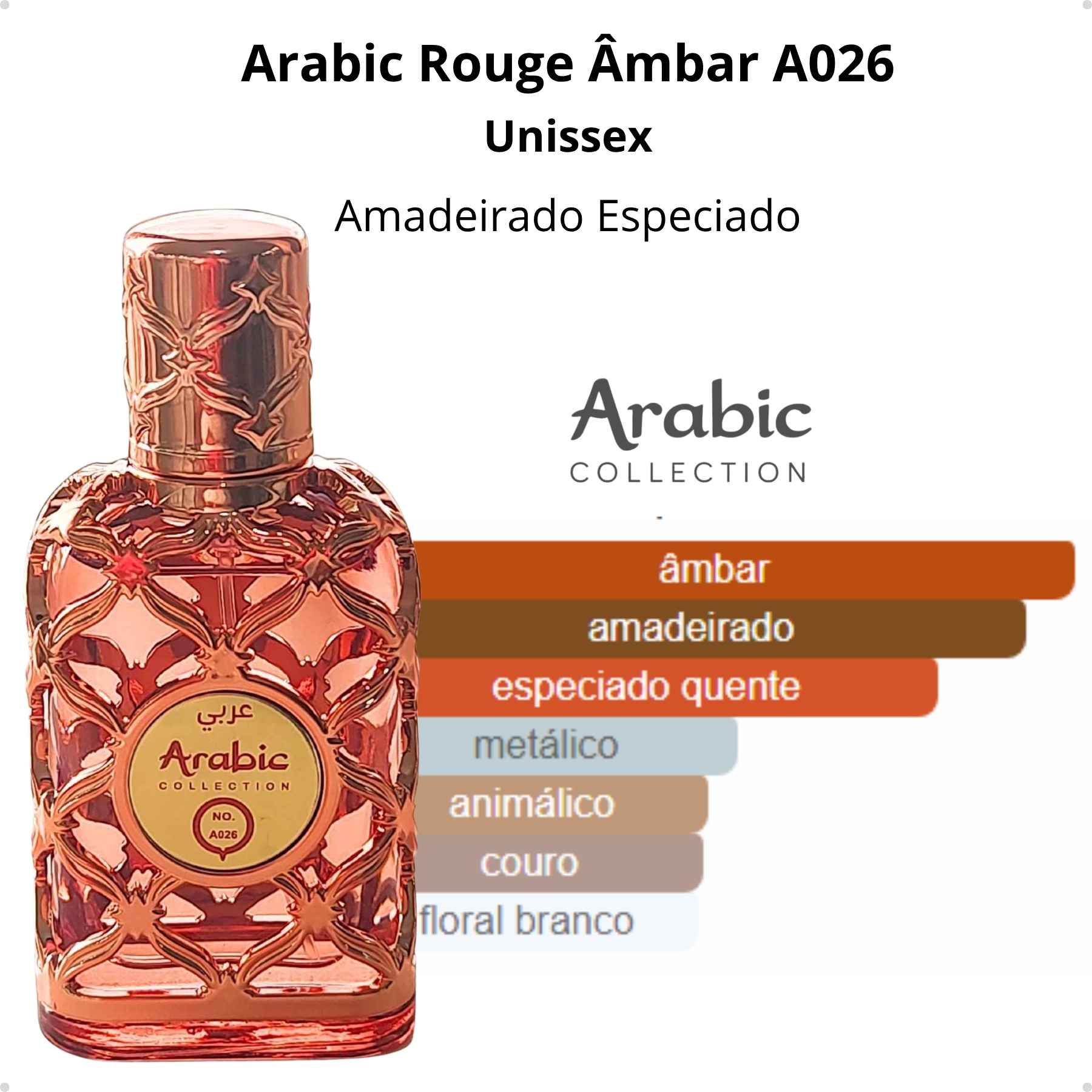 Perfume Arabic Rouge Âmbar A026 - Unissex 25ml - Brand Collection