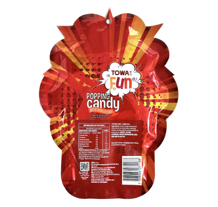 Bala Doce de Cristais Explosivos Sabor Cola Towa 30G - Auri Store