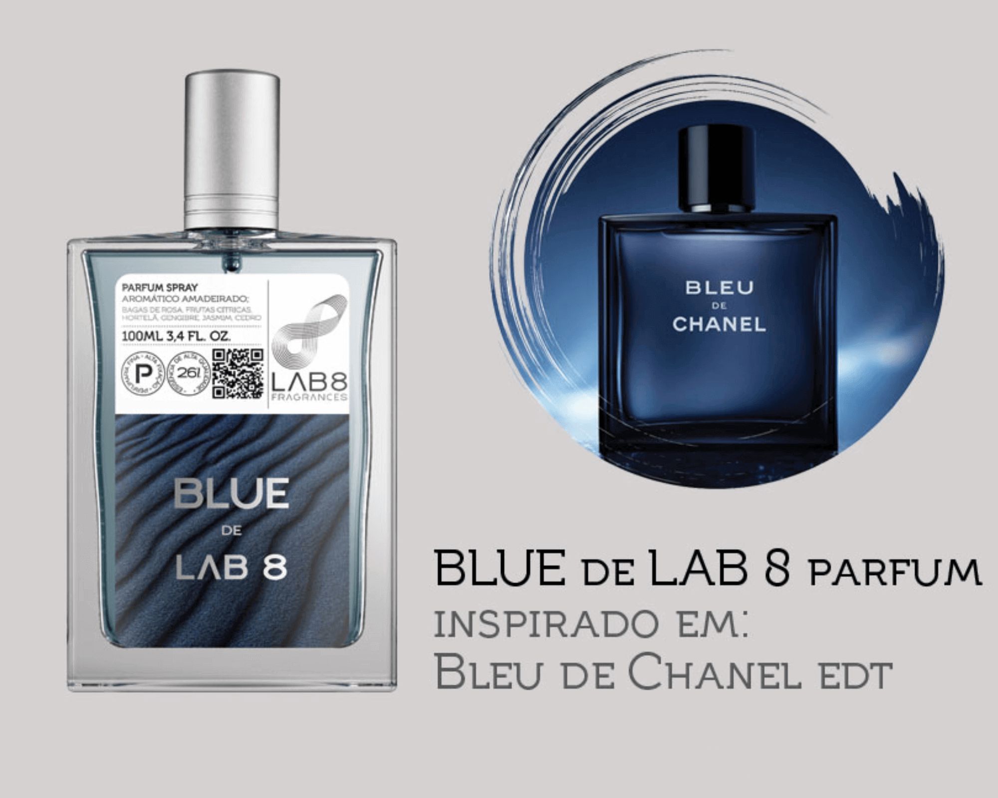 Perfume Masculino Lab 8 Blue 100ml Parfum 26% Essência LAB8 - Blouse Arts