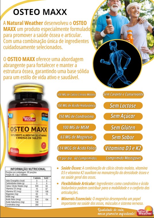 Osteo Maxx - Suplemento Para Saúde Óssea – Natural Weather - 60 comp - Natural Weather