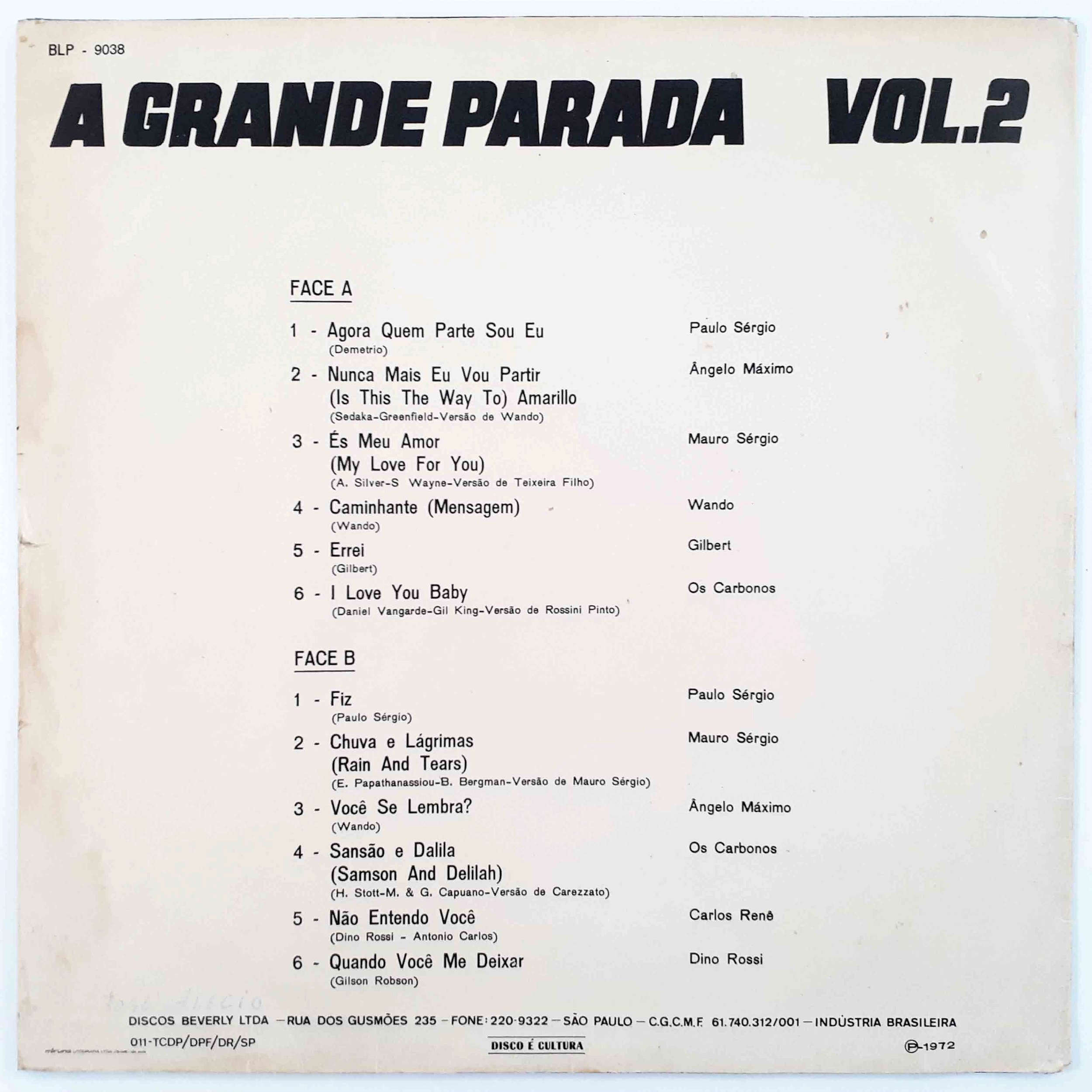 Lp A Grande Parada Vol. 2 Disco De Vinil 1972 Mpb - Sua loja de discos ...