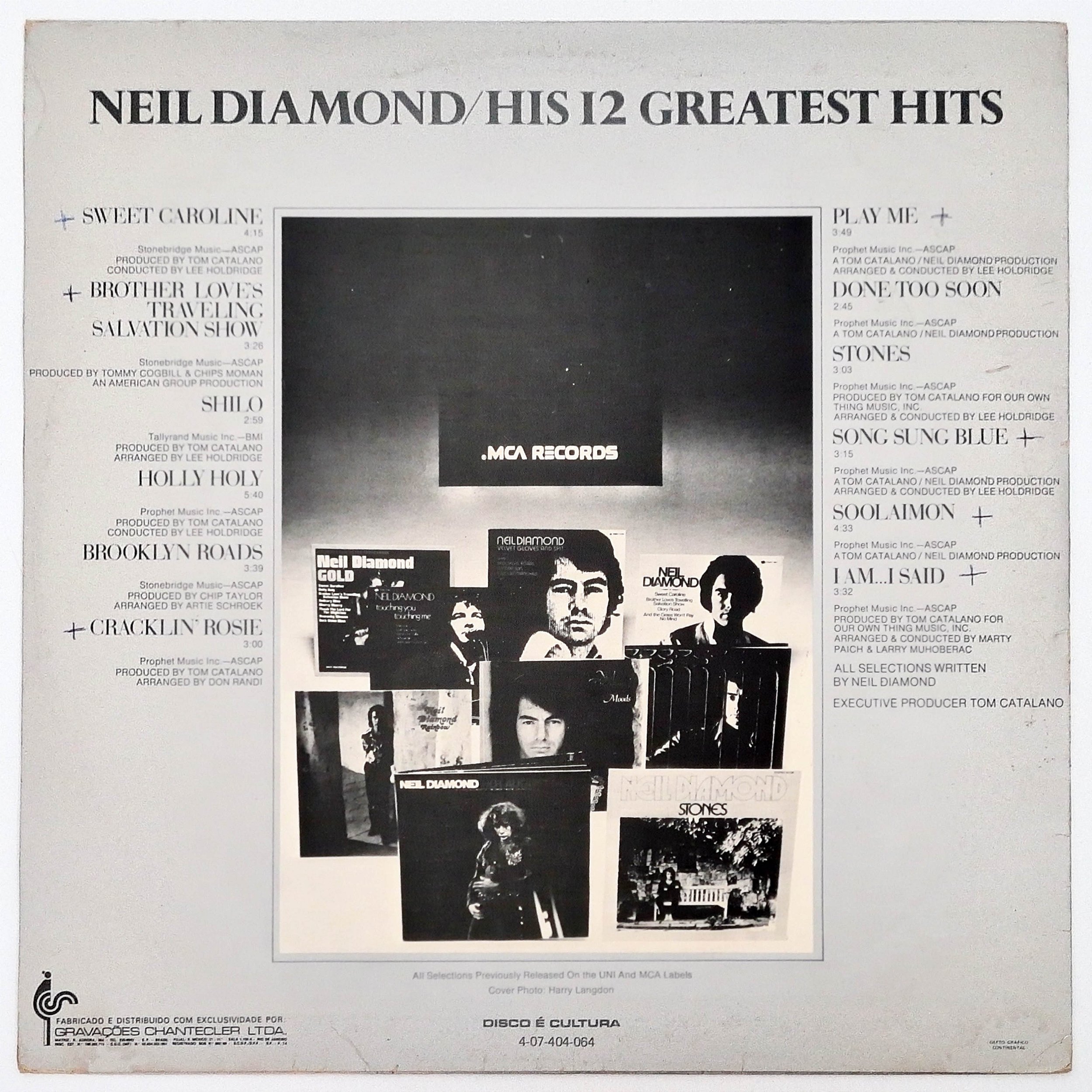 LP Neil Diamond - His 12 Greatest Hits Disco Vinil 1974 - Hm - Sua loja ...