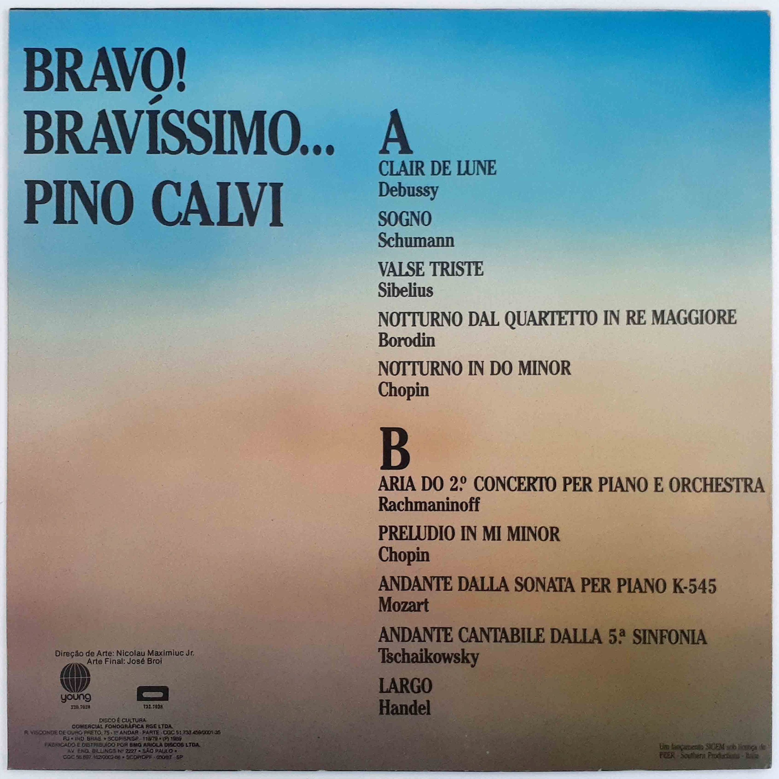 LP Pino Calvi - Bravo! Bravíssimo.. Disco de Vinil 1989 - Hm - Sua loja ...