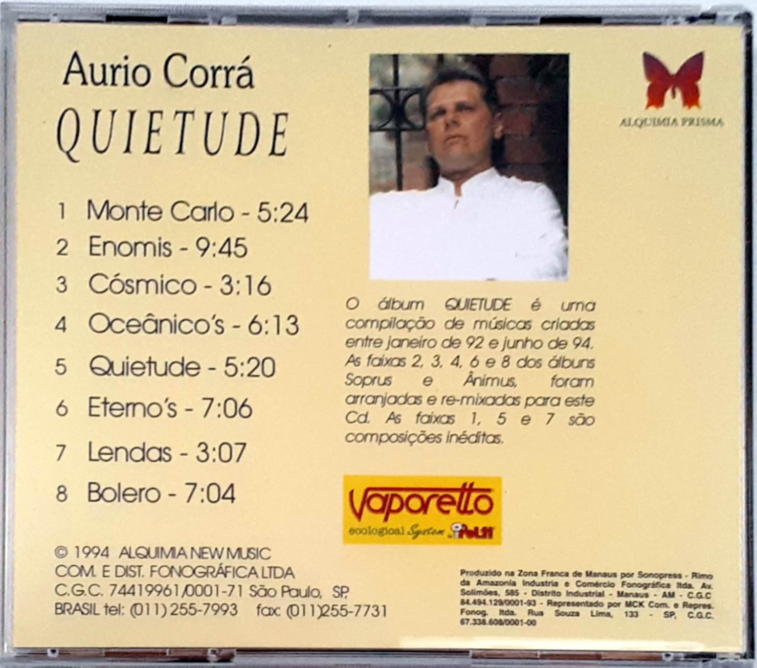 CD Aurio Corrá - Quietude - 1994 - Hm - Sua loja de discos online