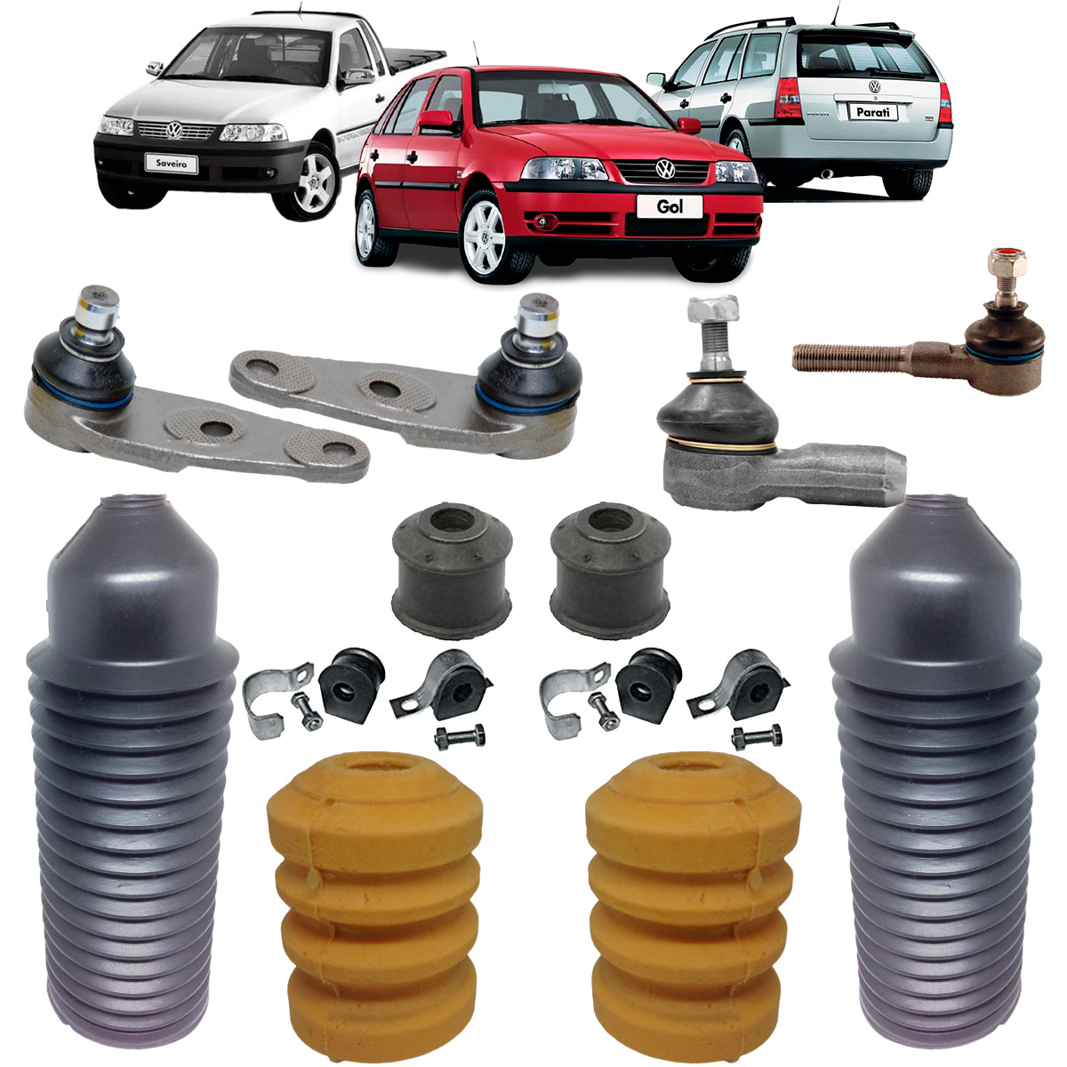 Kit Batente Pivo Terminal Bucha Direção Estabilizador Gol G3 G4 ...
