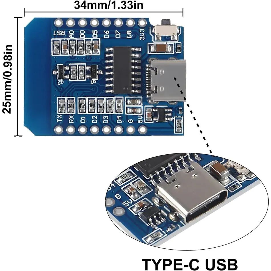 Módulo Wifi Sem Fio Para Arduino Micro Usb Tipo C D1 Nodemcu Lua