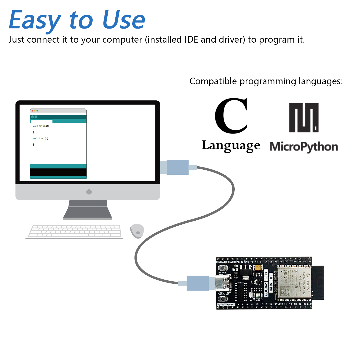 Placa Freenove-ESP32-WROOM, Compatível com Arduino IDE, Onboard Wireless, Pytho - IGBT SOLUTIONS