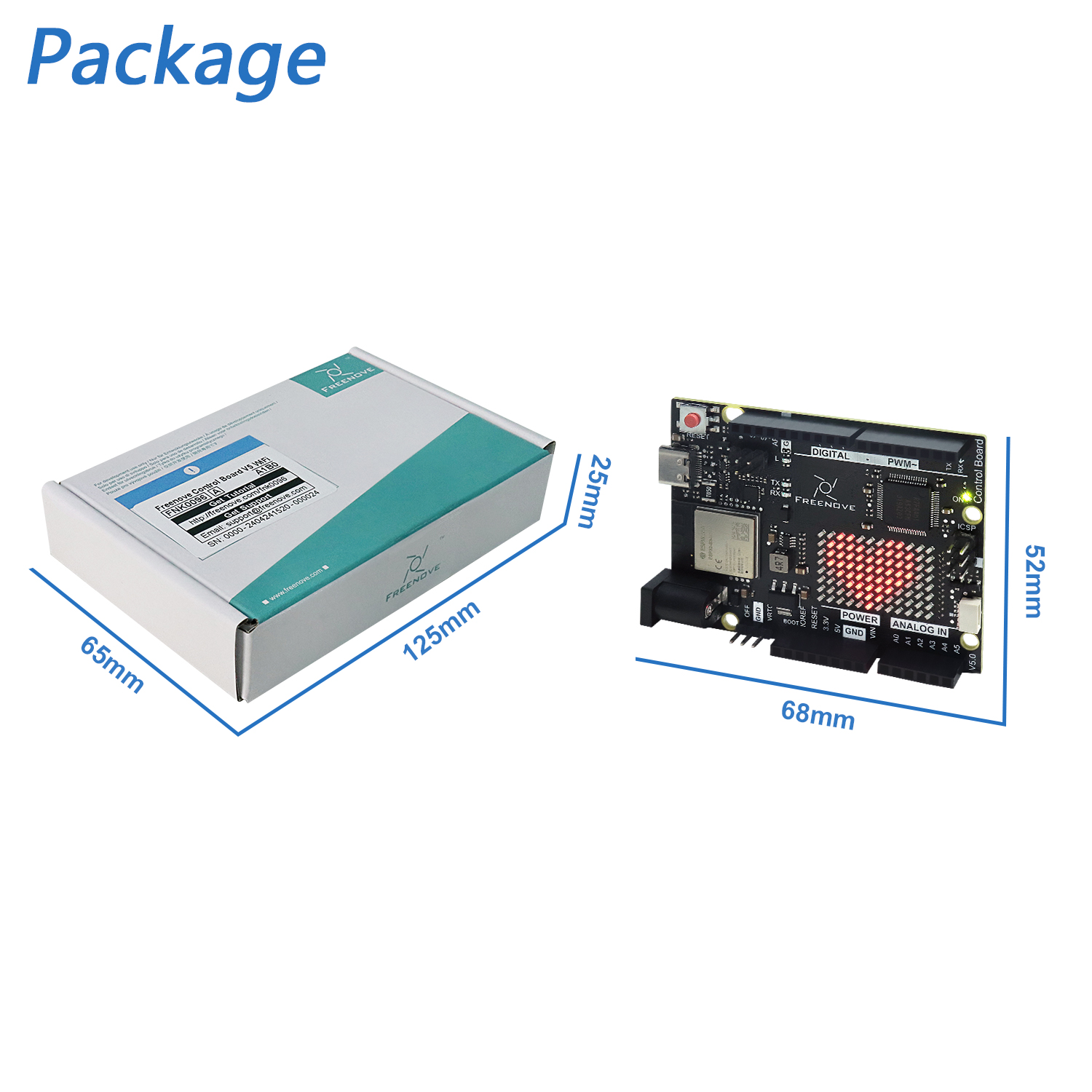 Placa de controle Freenove V5 para Arduino UNO R4 WiFi Mini, Arm Cortex-M4, ESP3 - IGBT SOLUTIONS